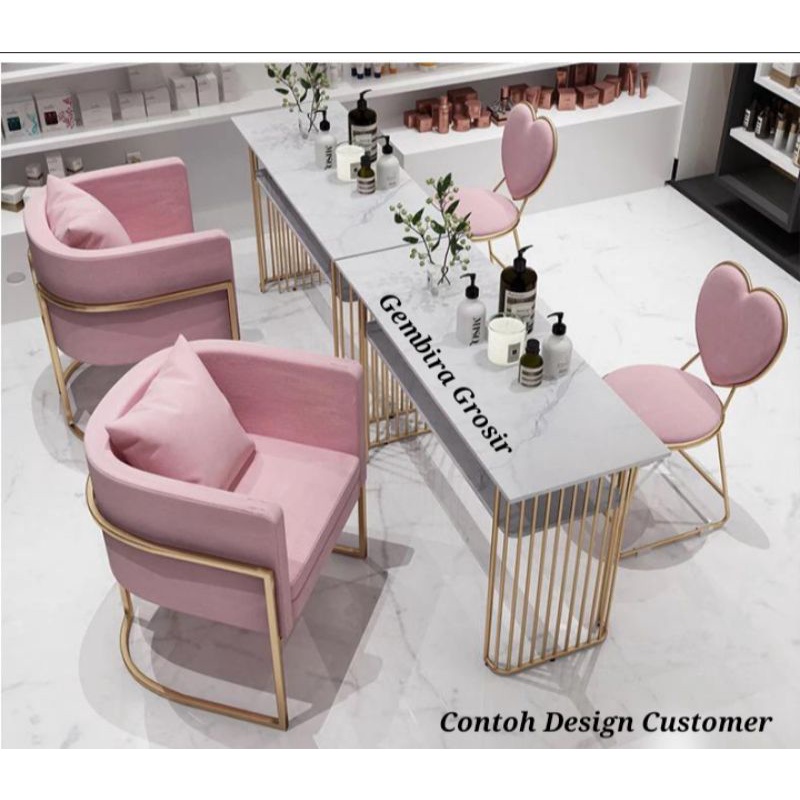 Jual meja kursi salon nail art chair barber shop meja nail art meni ...