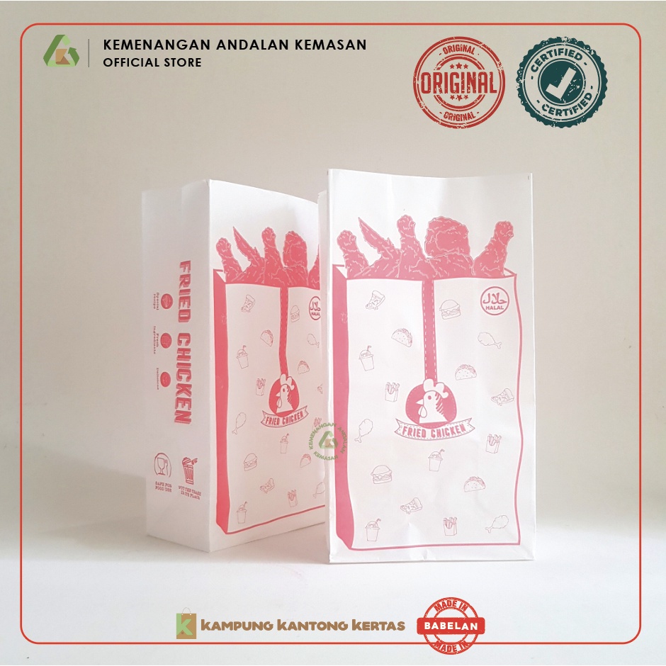 Jual Kantong FRIED CHICKEN, Kantong Fried Chicken, Paper Bag, Kantong ...