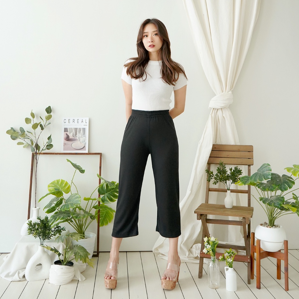 Jual Pants Knit Celana Rajut Kulot Style Wanita 090 | Shopee Indonesia
