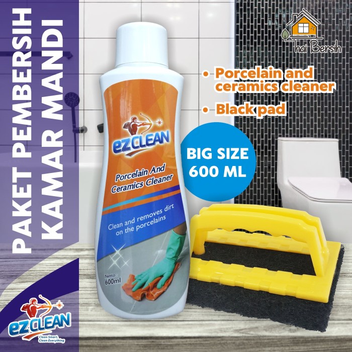 Jual PEMBERSIH PORSELEN EZCLEAN 600ML PORCELAIN WASTAFEL KLOSET + BLACK PAD | Shopee Indonesia