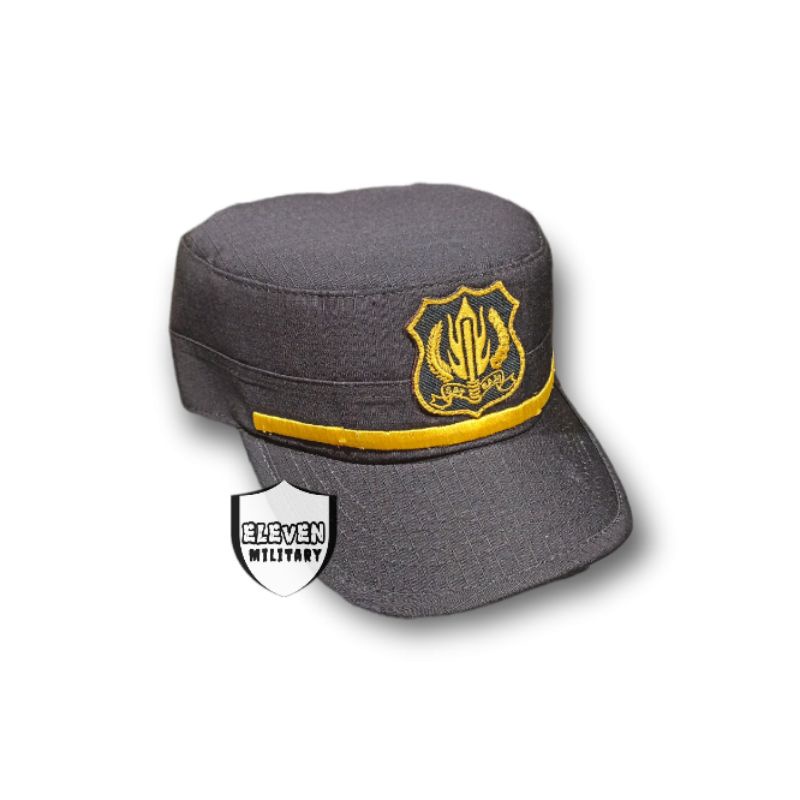 Jual TOPI SATPAM TERBARU WARNA COKLAT LIS KUNING MODEL KOMANDO | Shopee ...