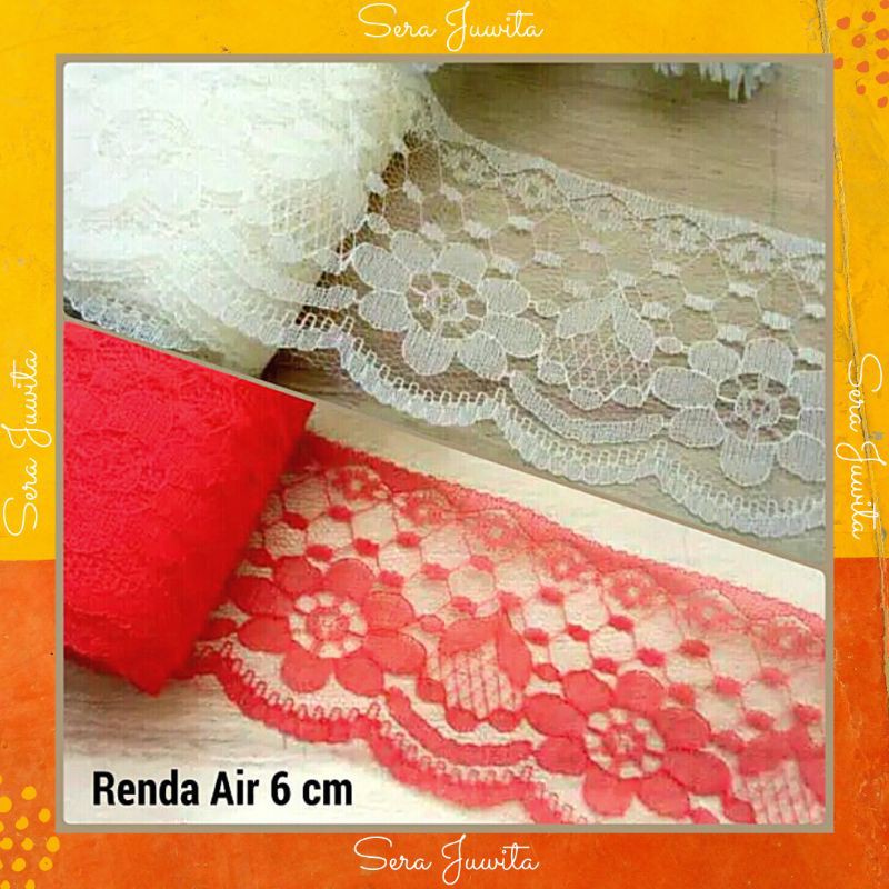 Jual (Per Meter) Renda Air 3 cm & 6 cm Lace/ Tile/ Renda Kaca Warna ...