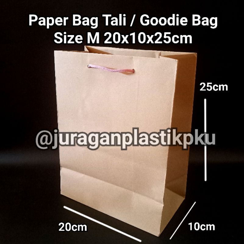 Jual Paper Bag + Tali M 21x10,5x31 cm / Goodie Bag Sedang Coklat Kraft ...