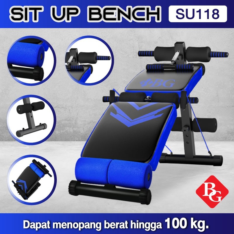Jual BG Sport Gym Sit Up Bench Blue Board Foldable Alat Olahraga Lipat ...