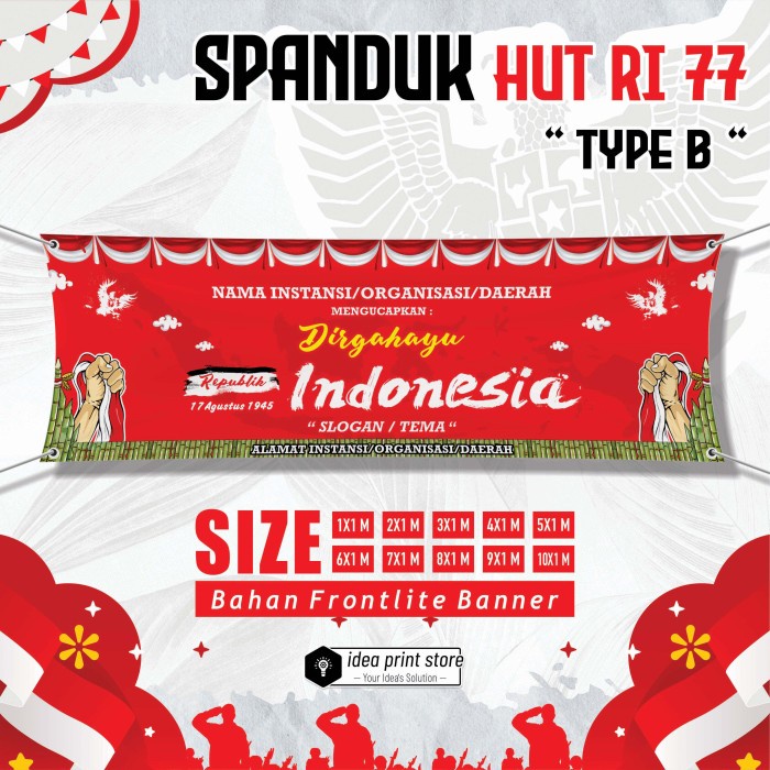 Jual SPANDUK HUT RI 2X1 METER KEMERDEKAAN AGUSTUSAN BANNER ...