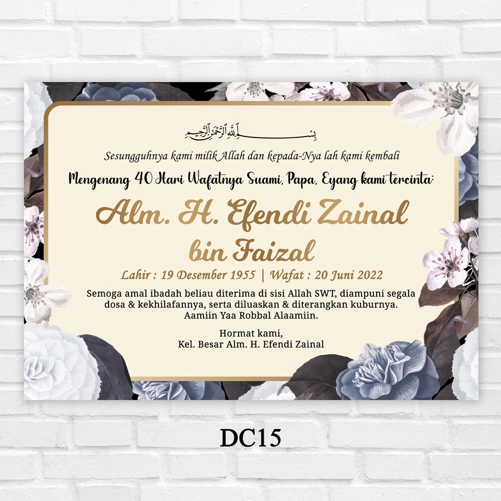 Jual Stiker kartu memperingati 40 / 100 /1000 hari wafat meninggal ...