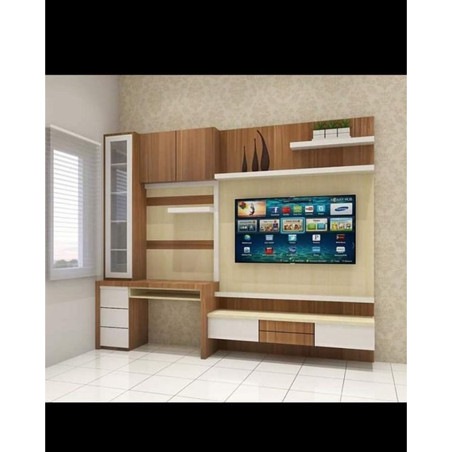 Jual Backdrop TV minimalis finishing HPL bisa request sesuai permintaan ...