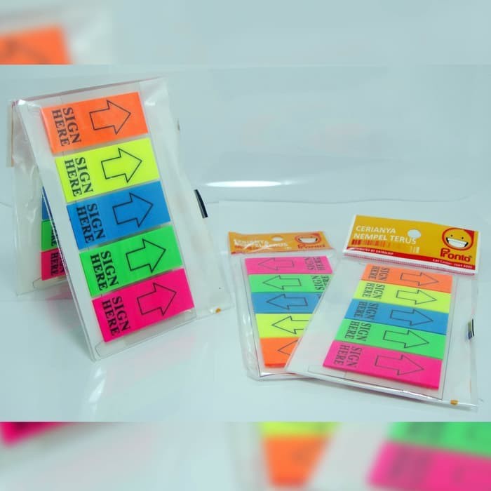 Jual Memo Stick It Post It Note Warna Warni Panah Sign Here PRONTO Top ...