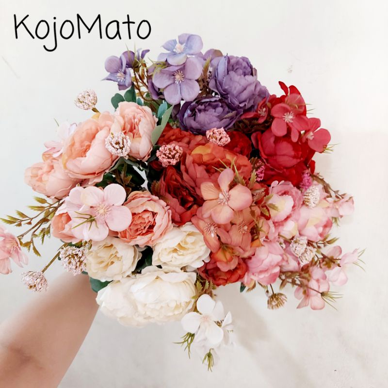 Jual B045 Buket Bunga Rustic Peony Mawar Artificial bunga hias palsu ...