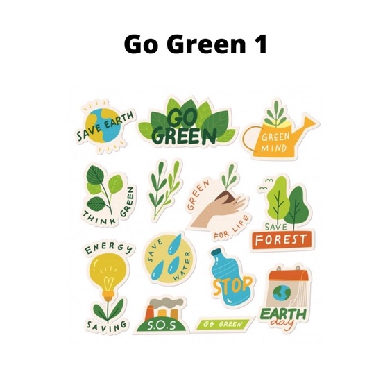 Jual Sticker Pack Go Green Sticker Save Earth Sticker No Plastic Stiker ...