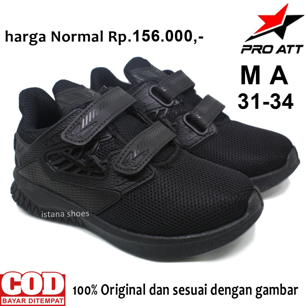 Jual Sepatu Sekolah Anak Laki Laki Perempuan Pro Att MCL V Sepatu Sekolah SD SMP FULL HITAM ...