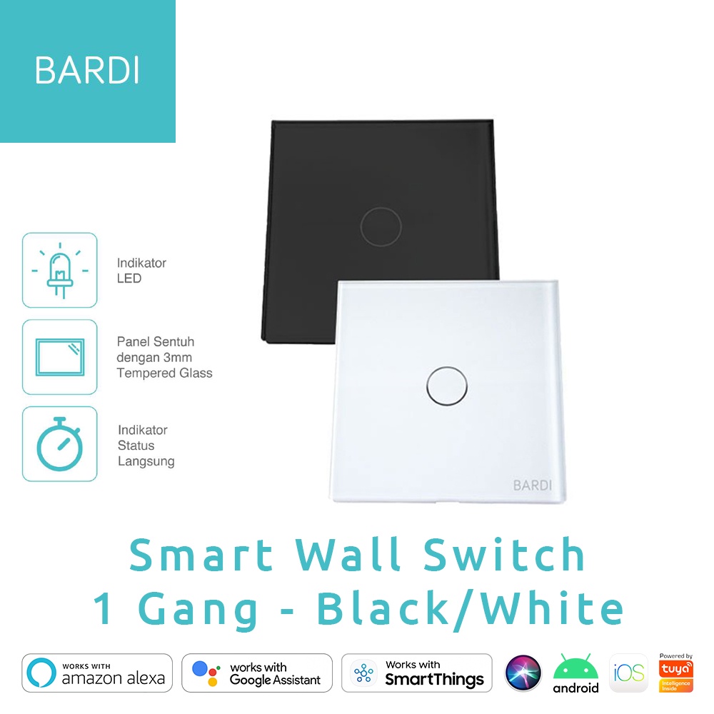 Jual BARDI Smart Wall Switch 1 2 3 Gang Black White Saklar Pintar ...