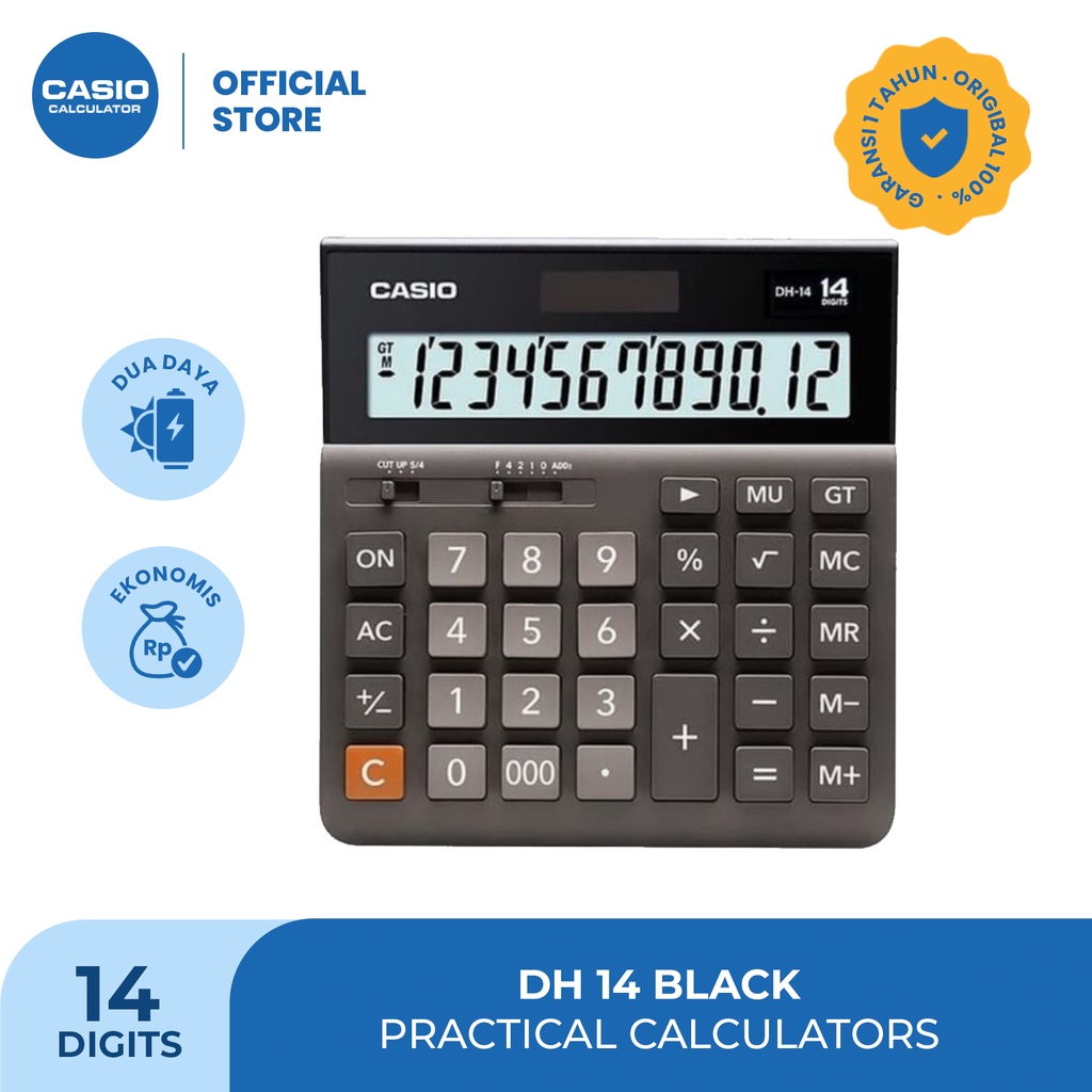 Jual CASIO DH-14 - Hitam - Kalkulator Kantor - 14 digit | Shopee Indonesia