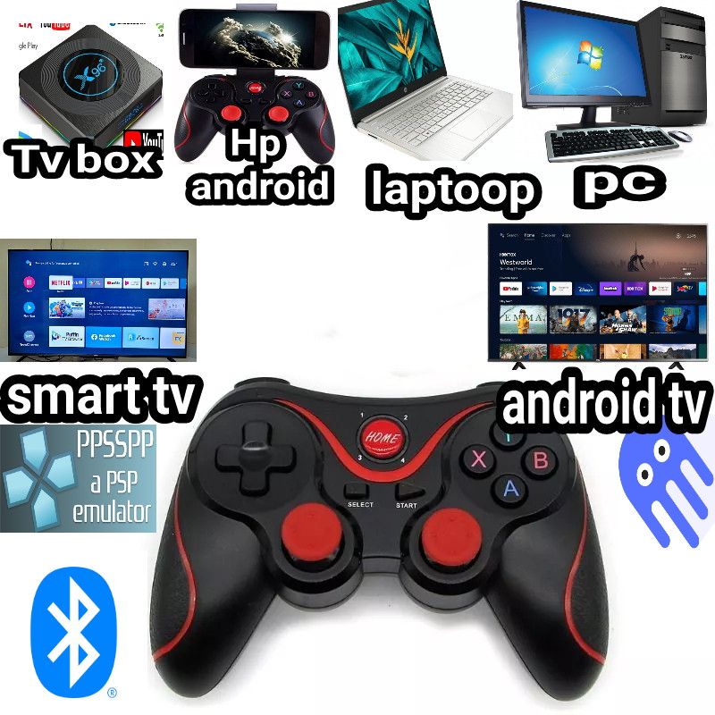 Jual stik game Gamepad x3 bluetooth untuk tv box hp Android smart tv ...