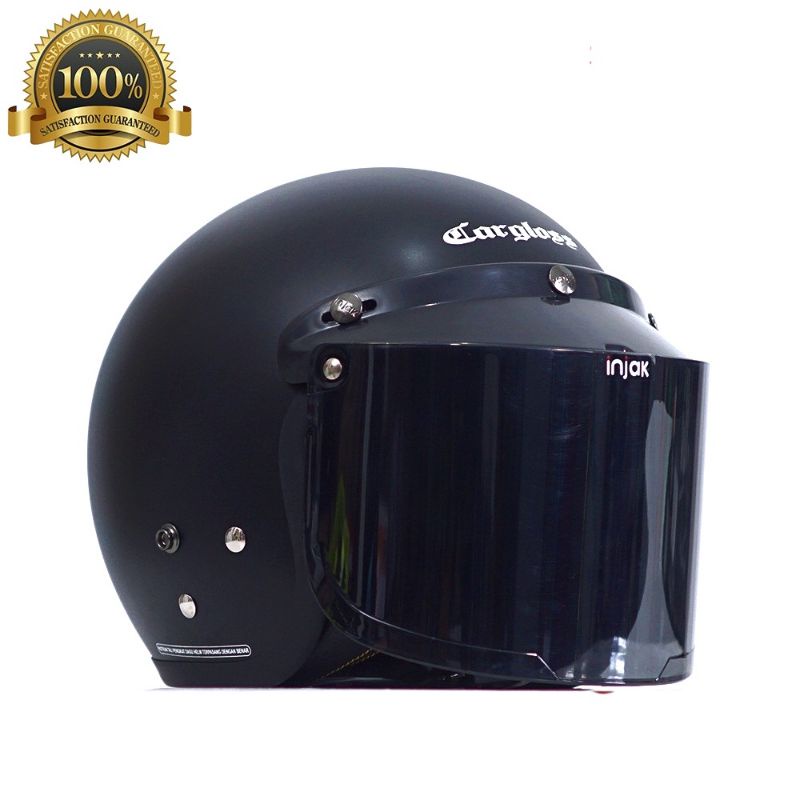 Jual HELM CARGLOSS INDENTIK POLOS HITAM DOP DEWASA FULL LEHER SNI ...