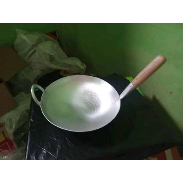 Jual Wajan Seblak Anti Lengket Aluminium 25cm/40cm dengan Gagang Kayu ...