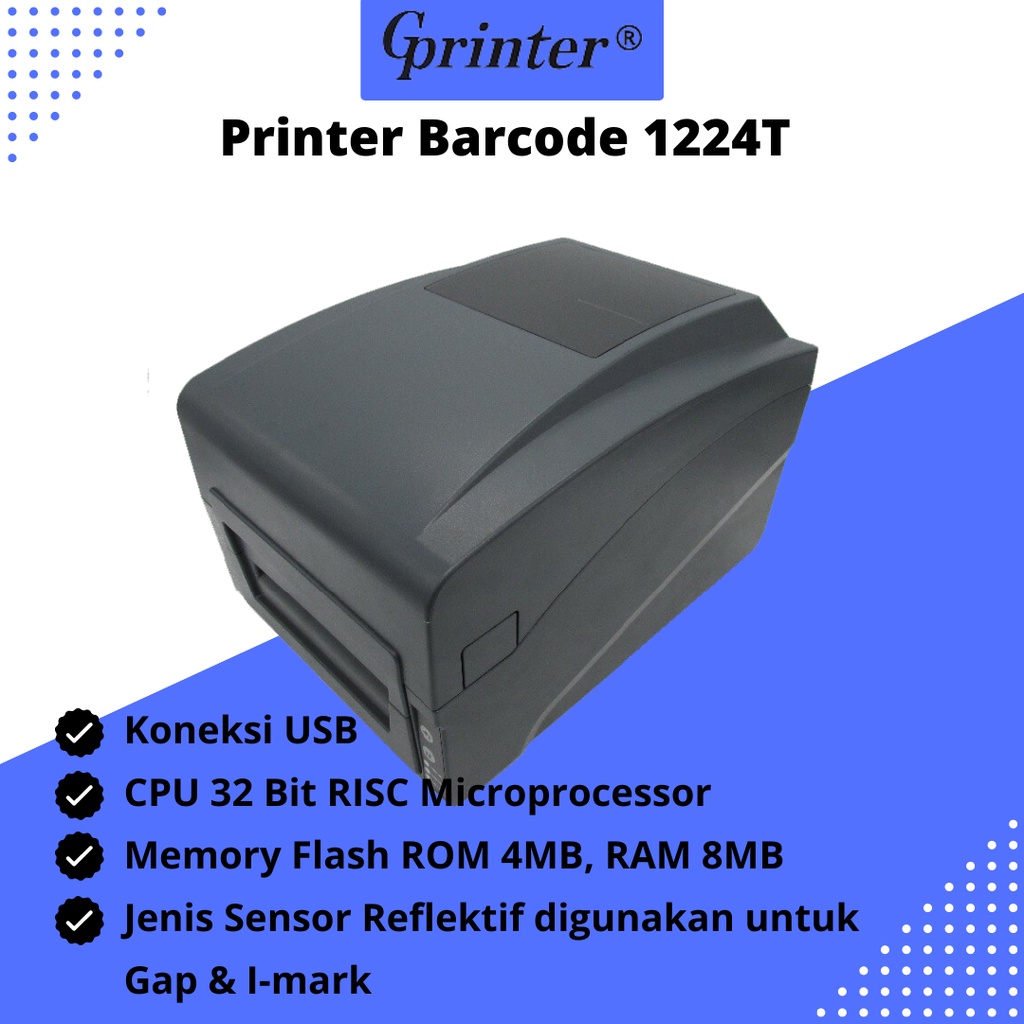 Jual PRINTER LABEL BARCODE PRINTER - GPRINTER GP-1224T | GP1224T USB | Shopee Indonesia