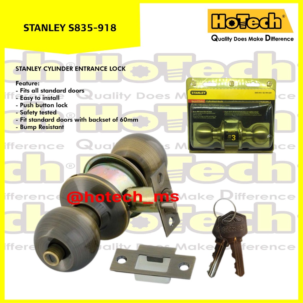 Jual Kunci Bulat Kamar Mandi | STANLEY | Cylindrical Lockset Knob ...
