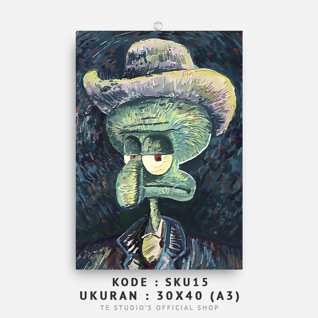 Jual Poster Lukisan Squidward Ukuran Besar A3 30x40cm Hiasan Dinding ...