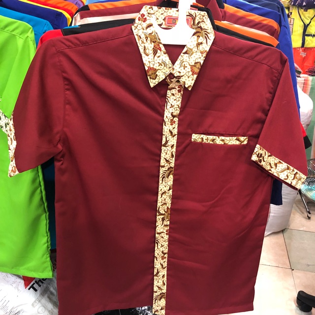 Jual Baju kerja motif batik - Seragam kerja motif batik - Kemeja kerja ...