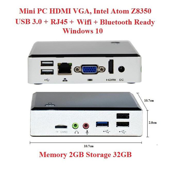 Jual Mini PC HDMI VGA Intel Atom 2GB 2/32GB Win10 Wintel NUC MiniPC ...