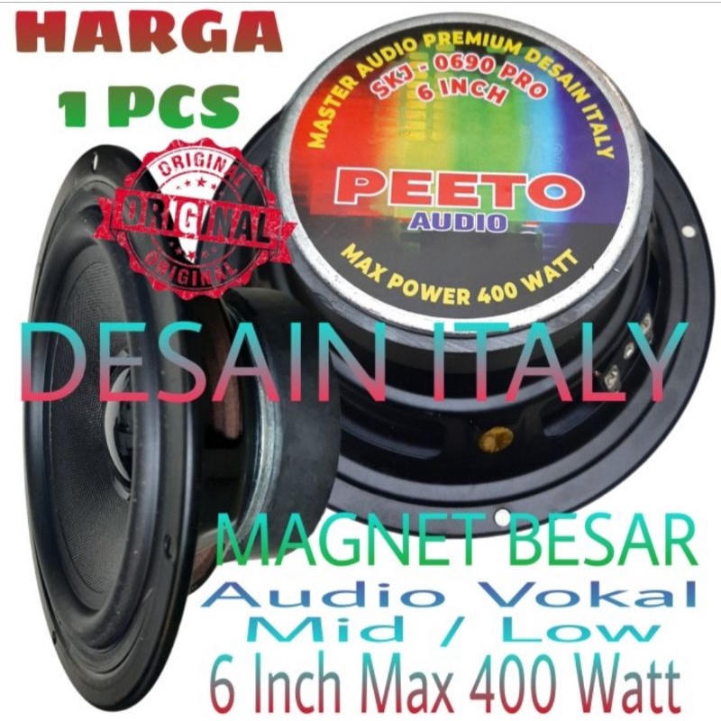 Jual Speaker Component PEETO 6 Inch Hitam MAGNET Besar 400Watt SKJ 0690 ...