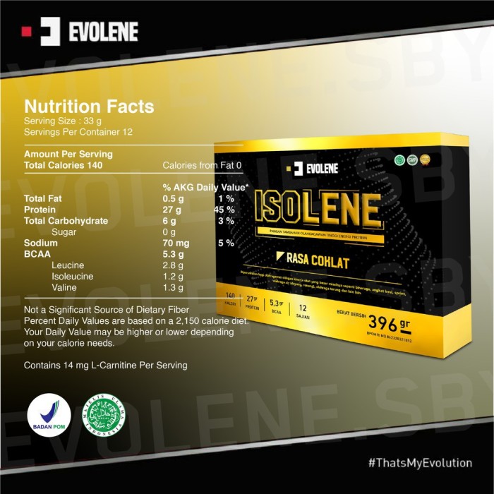 Jual EVOLENE ISOLENE WHEY ISOLATE 12 SACHET 396 GRAM SUSU PROTEIN ...