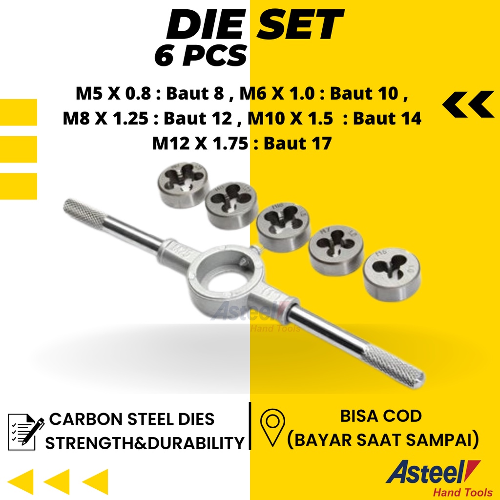 Jual Set Die Alat Metrik Alat Pembuat Drat Metric Hand Die Set M5 - M12 ...