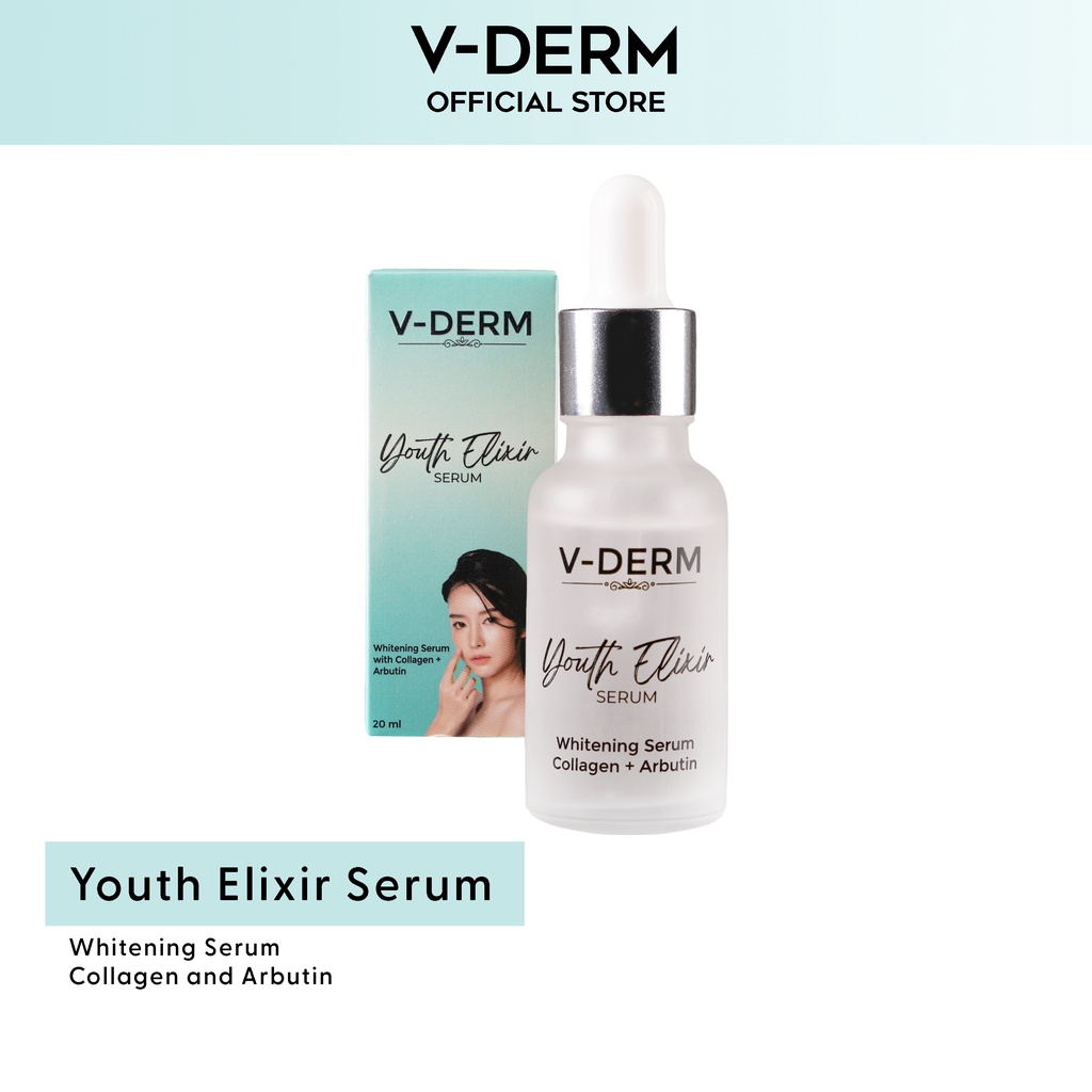 Jual V-DERM Youth Elixir Whitening Serum with Collagen + Arbutin BPOM ...