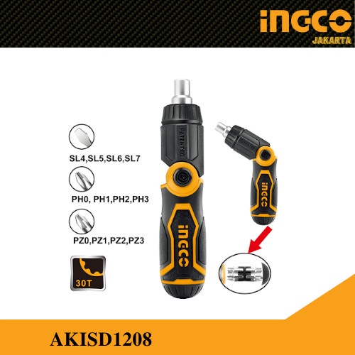 Jual Obeng Rachet 13in1 / Ratchet Screwdriver Set INGCO AKISD1208 ...