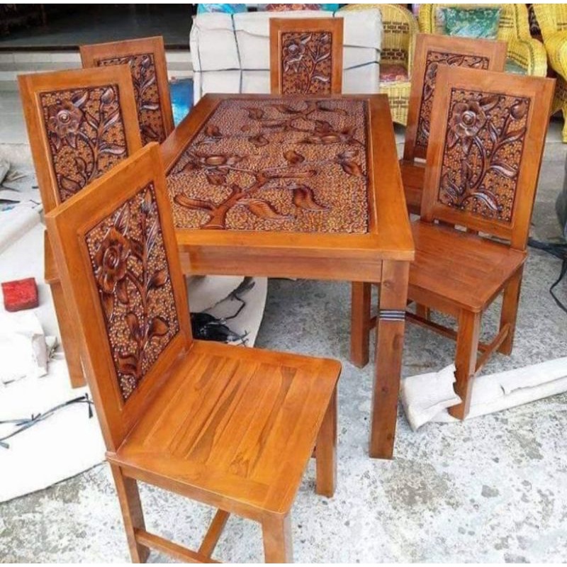 Jual satu set 6 kursi makan dan 1 meja | Shopee Indonesia