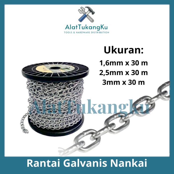Jual NANKAI Rantai Galvanis 3mm Panjang 30m Rantai Besi / Rantai Kapal ...