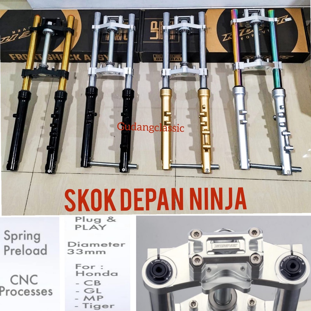 Jual SKOK NINJA SHOCKBRAKER DEPAN NINJA RR AS GOLD RIDE IT PNP HONDA CB ...