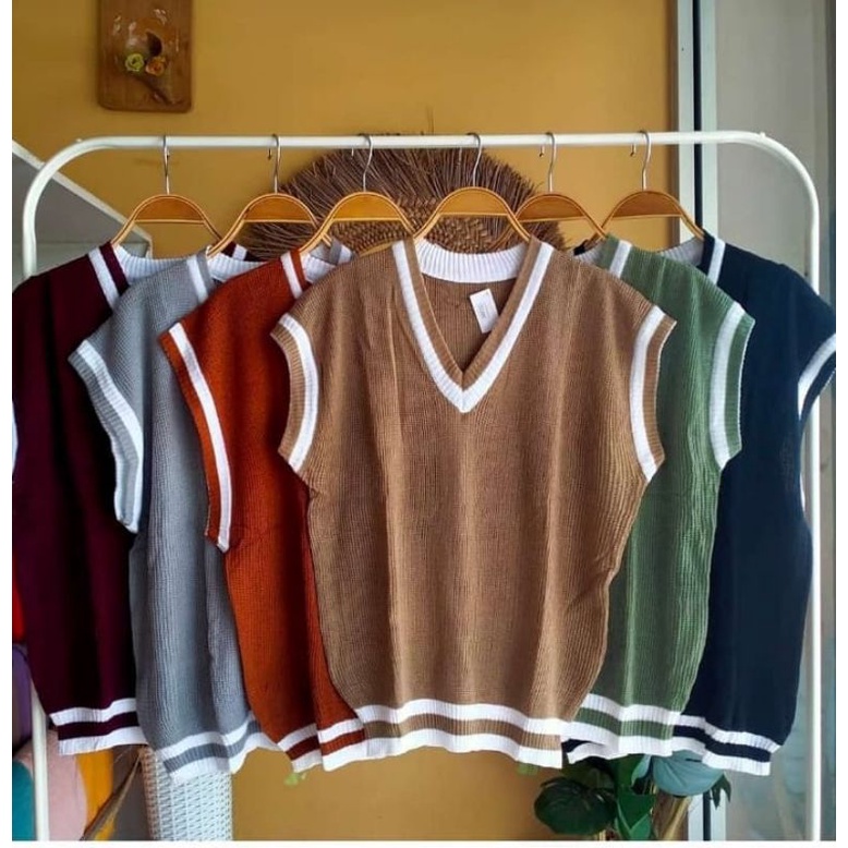 Jual Vest Rajut/Rompi Rajut kerah polet/Rompi rajut sekolah smp-smk ...