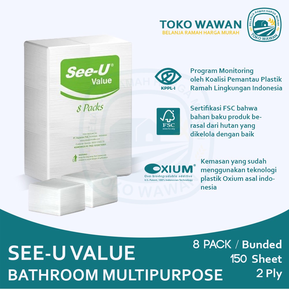 Jual Tissue SEE-U Value Pack Multipurpose Pop Up 8 Pack in 1 (8in1 ...