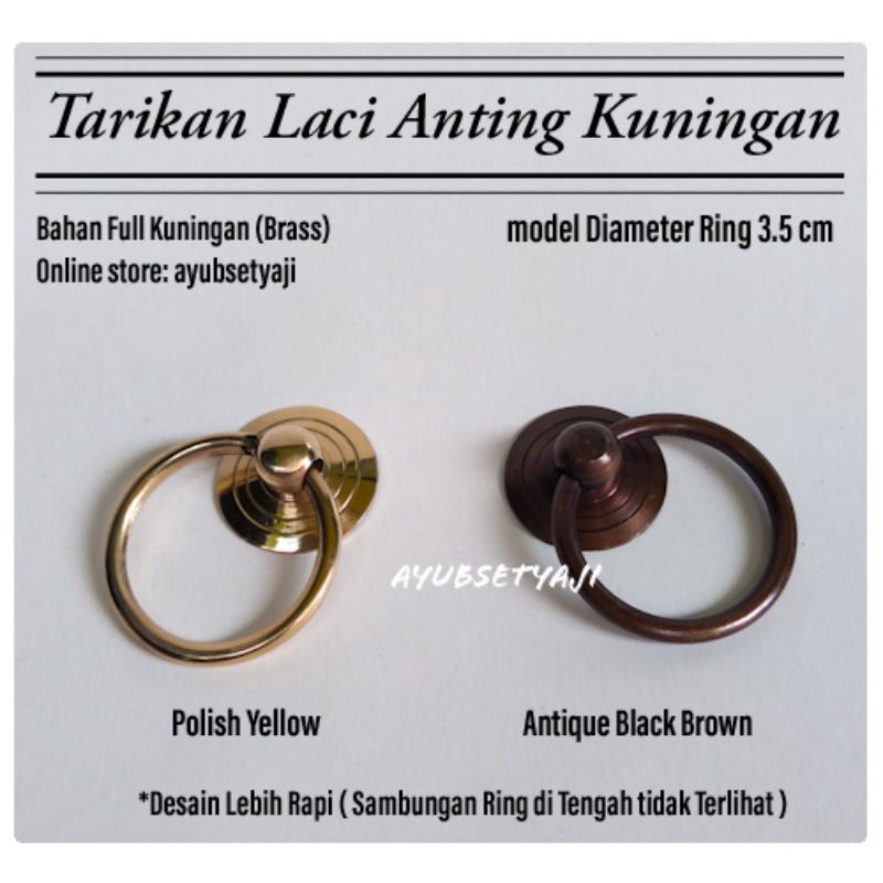 Jual Knob meja Anting Diameter Ring 3.5cm Tarikan Anting laci pintu ...