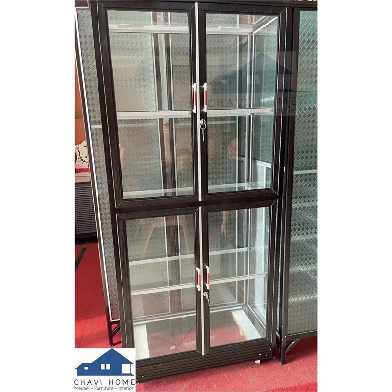 Jual lemari hias lemari kaca lemari aluminium kaca full sap rak ...