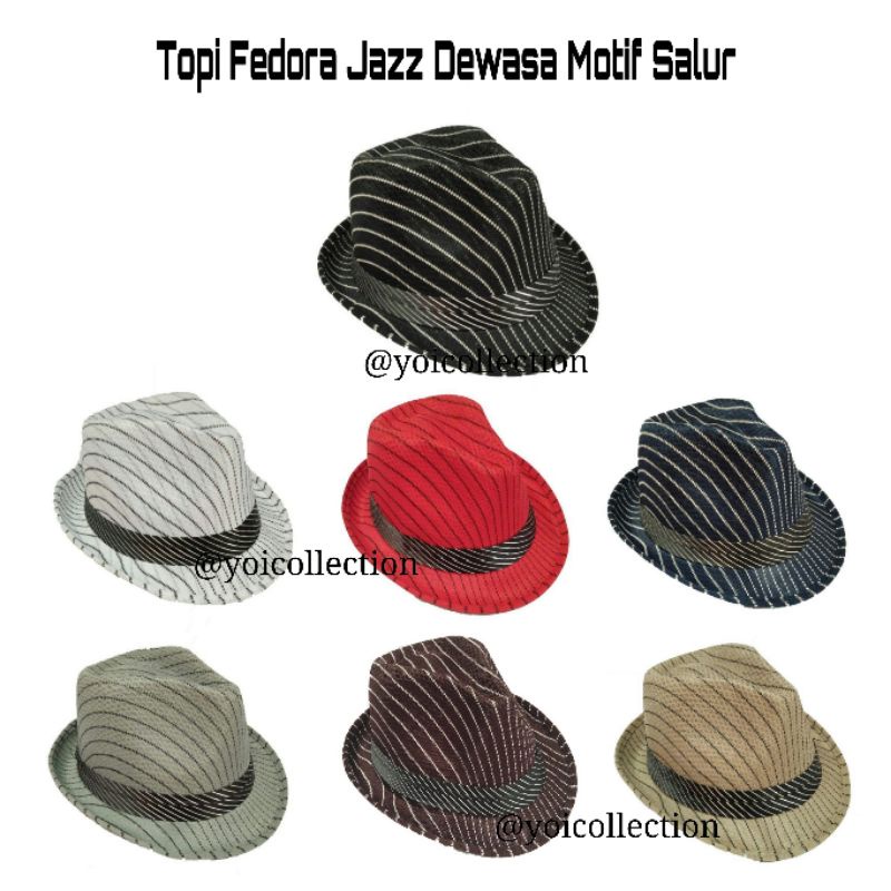 Jual Topi Fedora Jazz / Tompi Dewasa Motif Salur | Shopee Indonesia