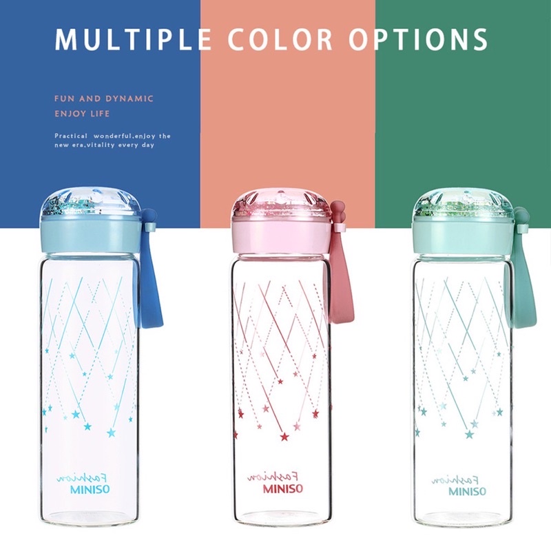 Jual MINISO ORIGINAL - Shaker Flimty - Botol Air Minum Kaca Glass Water ...