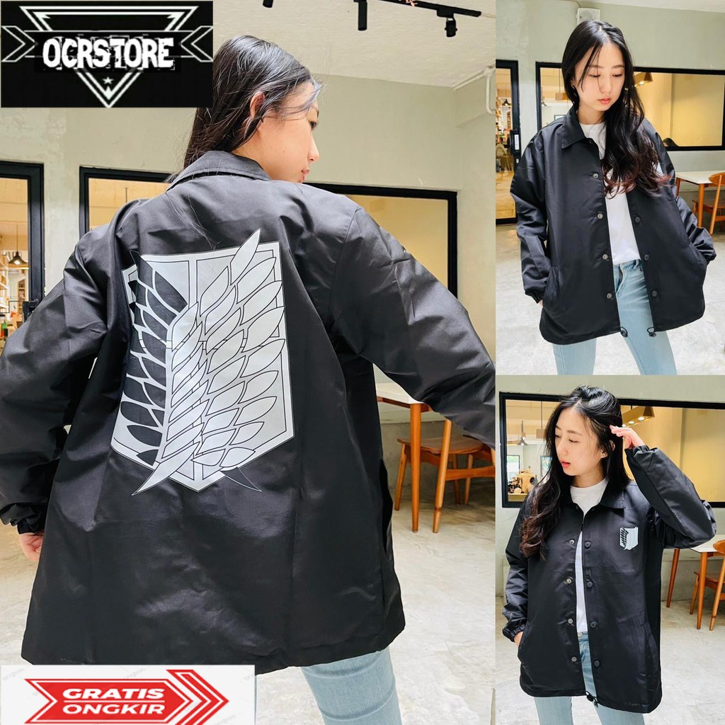 Jual Waterproof Coach SNK Jacket Attack On Titan Anime Manga Premium ...