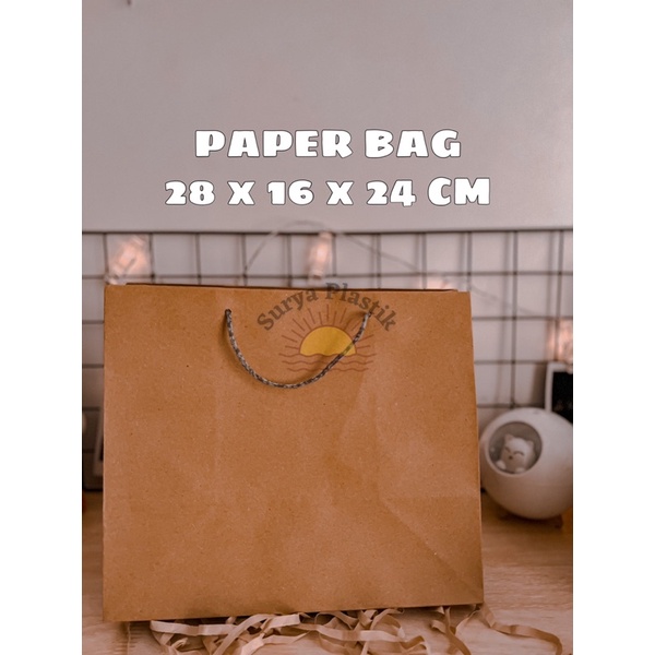 Jual Paper Bag / Tas Kertas Polos Warna Coklat Ukuran 28 x 16 x 24 CM ...
