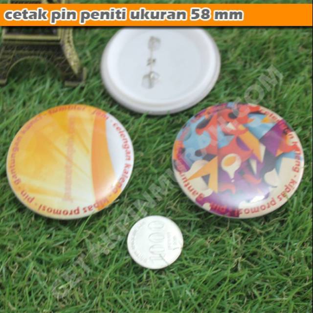 Jual Souvenir cetak pin peniti 58 mm murah bisa desain custom sesuai ...