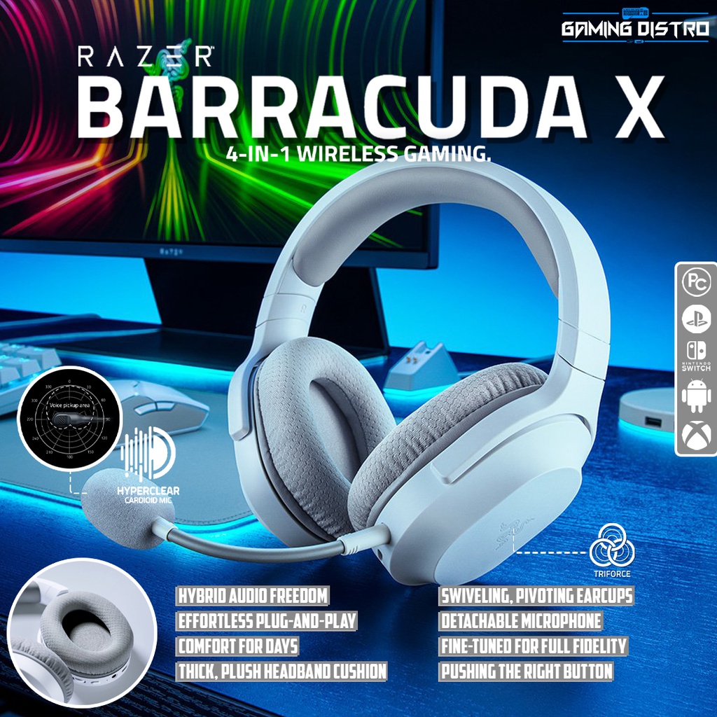 Jual Headset Gaming Razer Barracuda X Mercury White WIreless Multi ...