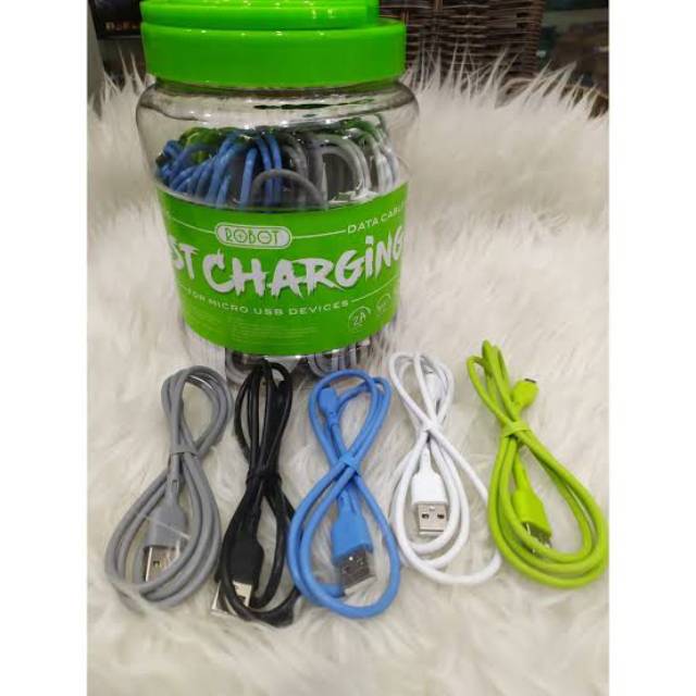 Jual KABEL CAS KABEL DATA ROBOT 2 AMPER 100CM MICRO USB | Shopee Indonesia