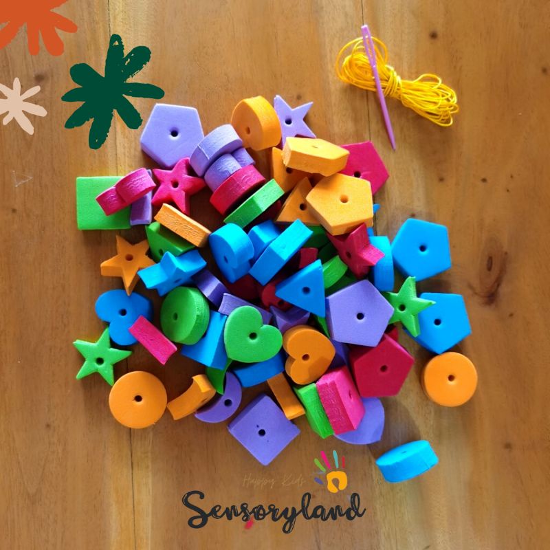 Jual Meronce geometri foam aktivitas anak preschool TK mengenal bentuk ...
