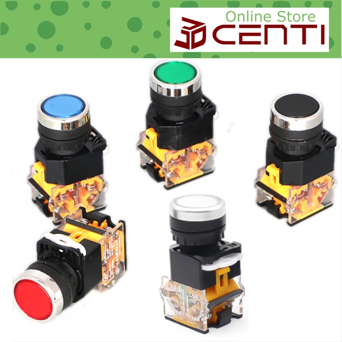 Jual Push Button LA38-11 440V 10A Flat Buttton Switch 22mm Self Reset NO NC | Shopee Indonesia