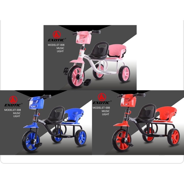 Jual Exotic Sepeda Roda Tiga Anak ET008 2 Kursi IC Music N light Ban ...