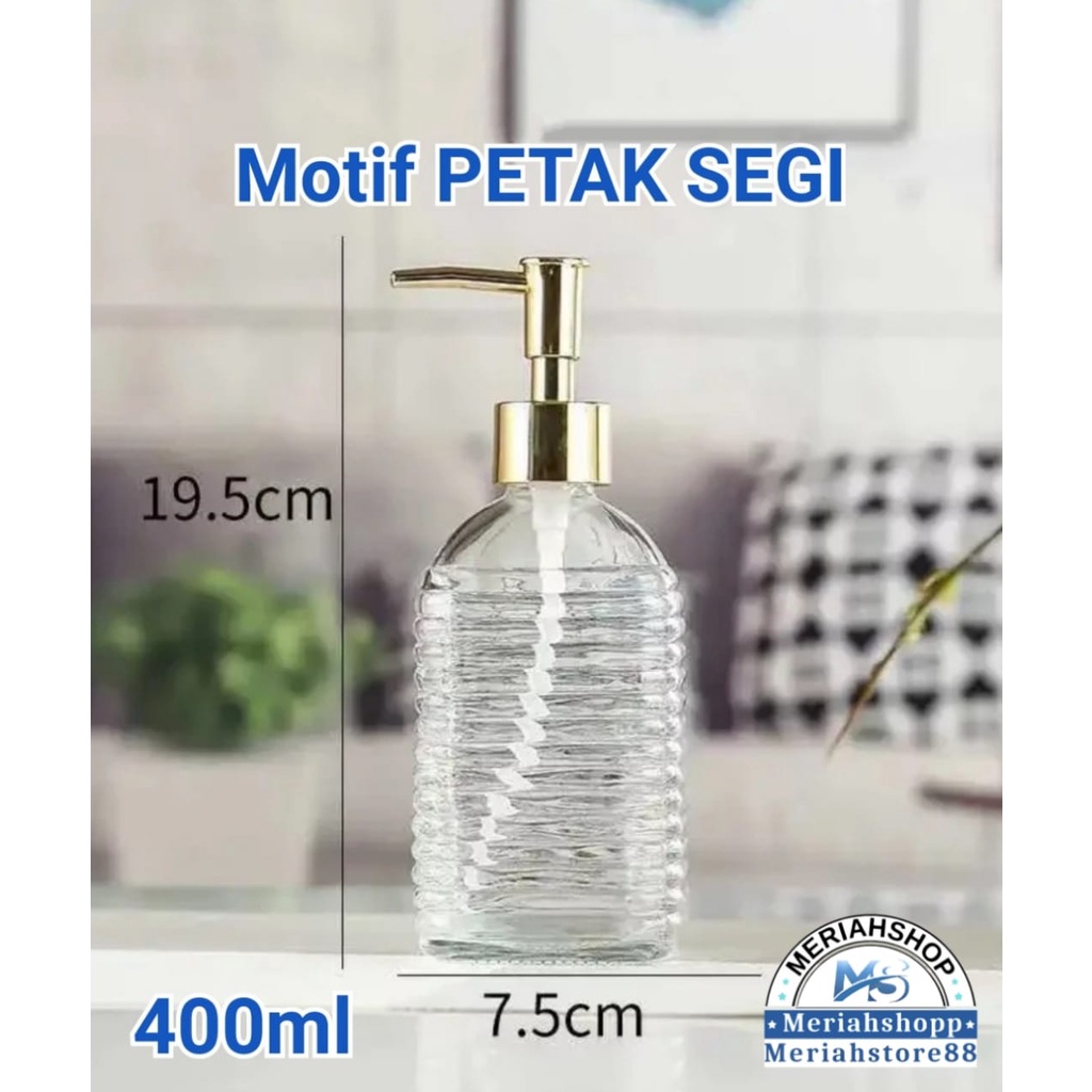 Jual Botol Sabun Cair Dispenser Pencet Kaca Tebal 400ml Cuci Tangan ...