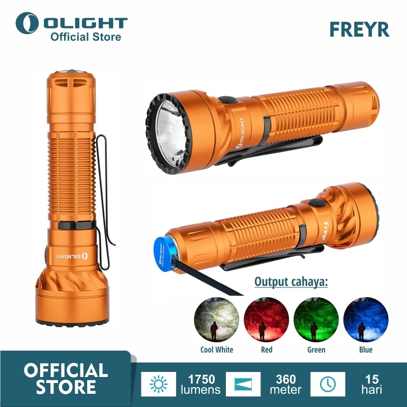 Jual Olight Freyr Orange 1750 Lumens 360 Meter Rechargeable White+Red ...