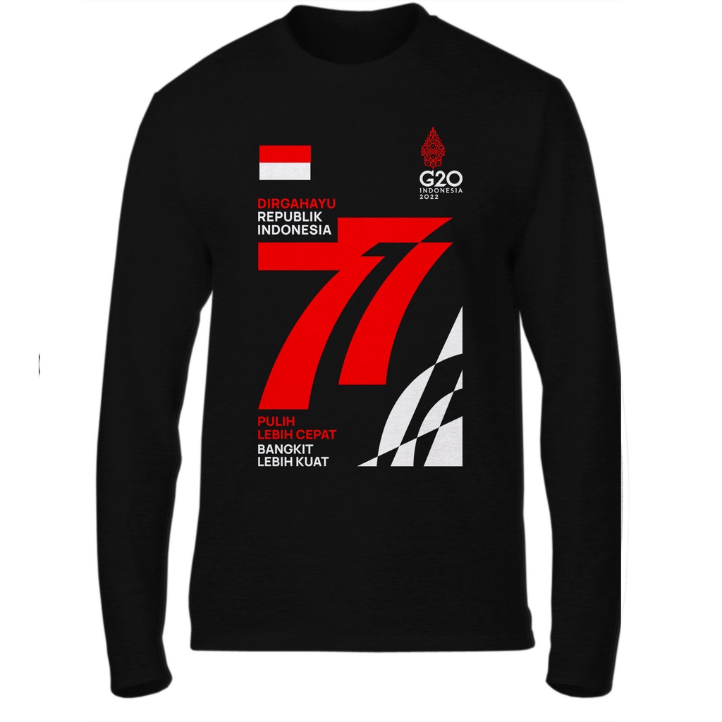 Jual kaos kemerdekaan HUT RI 77 indonesia merdeka kaos garuda Cotton lengan panjang | Shopee ...